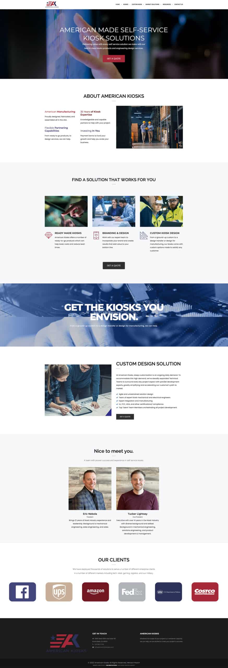 American Kiosks Website - Portfolio - BM Innovations